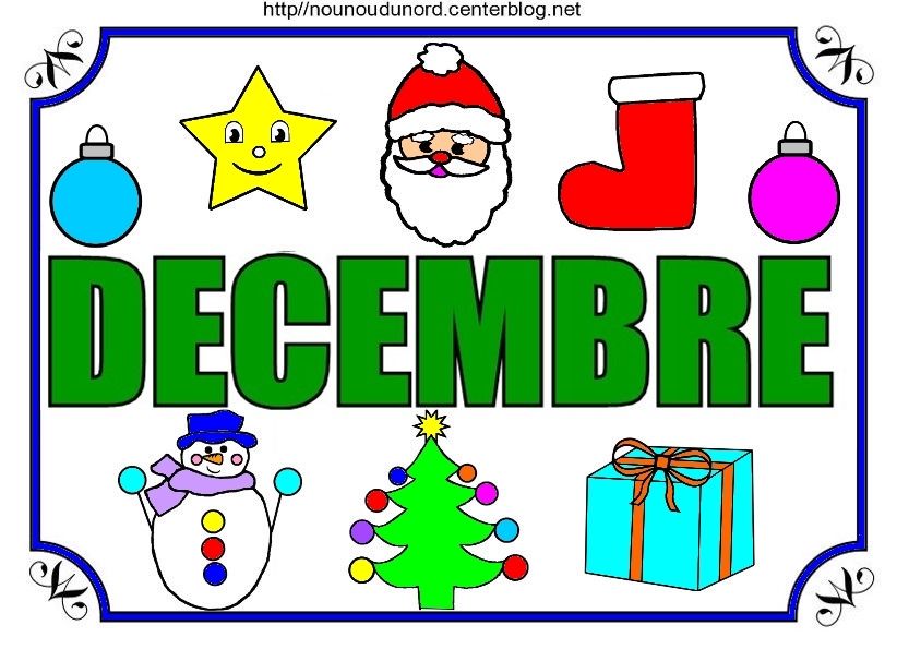 Mois de DECEMBRE à colorier à gommettes et en couleur