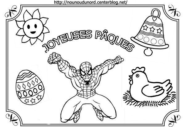 Coloriage tableau de Pâques Spiderman par nounoudunord Coloriage tableau de Pâques Spiderman par nounoudunord