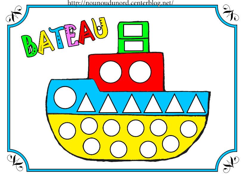 Coloriage à gommettes le bateau dessiné par nounoudunord. Coloriage à gommettes le bateau dessiné par nounoudunord.