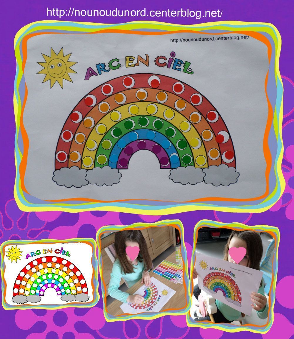 Magnifiques arcs en ciel réalisés en playmaïs et gommettes