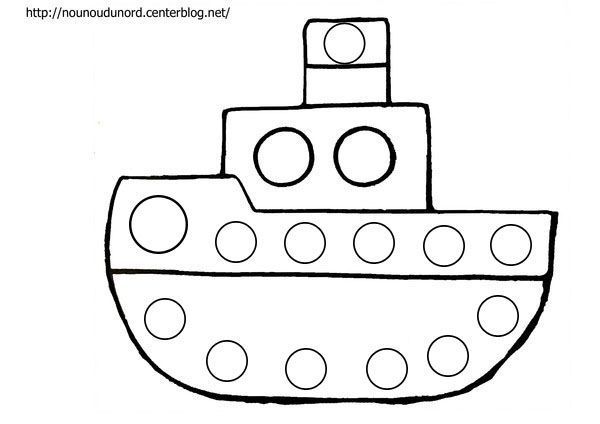 Coloriage à gommettes le bateau dessiné par nounoudunord. Coloriage à gommettes le bateau dessiné par nounoudunord.